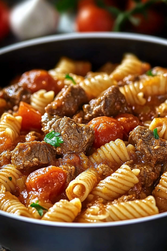 Easy Beef Pasta in Tomato Sauce Recipe